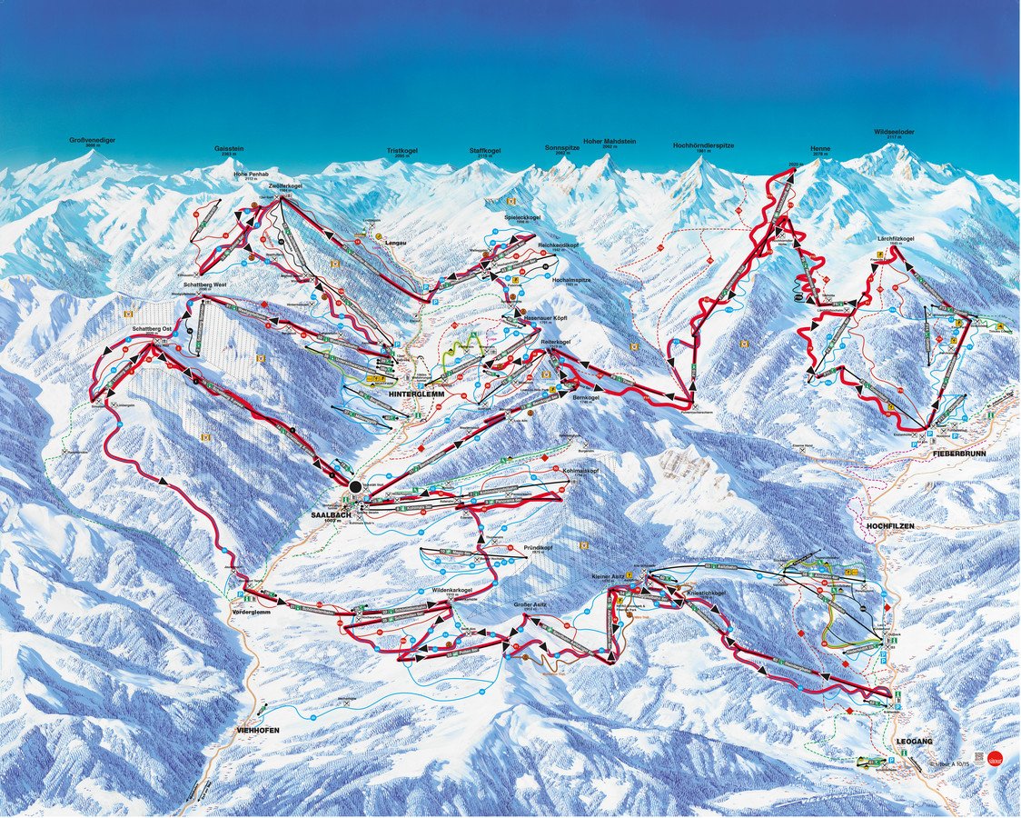 Skicircus Saalbach Hinterglemm Leogang Fieberbrunn - Skigebiet